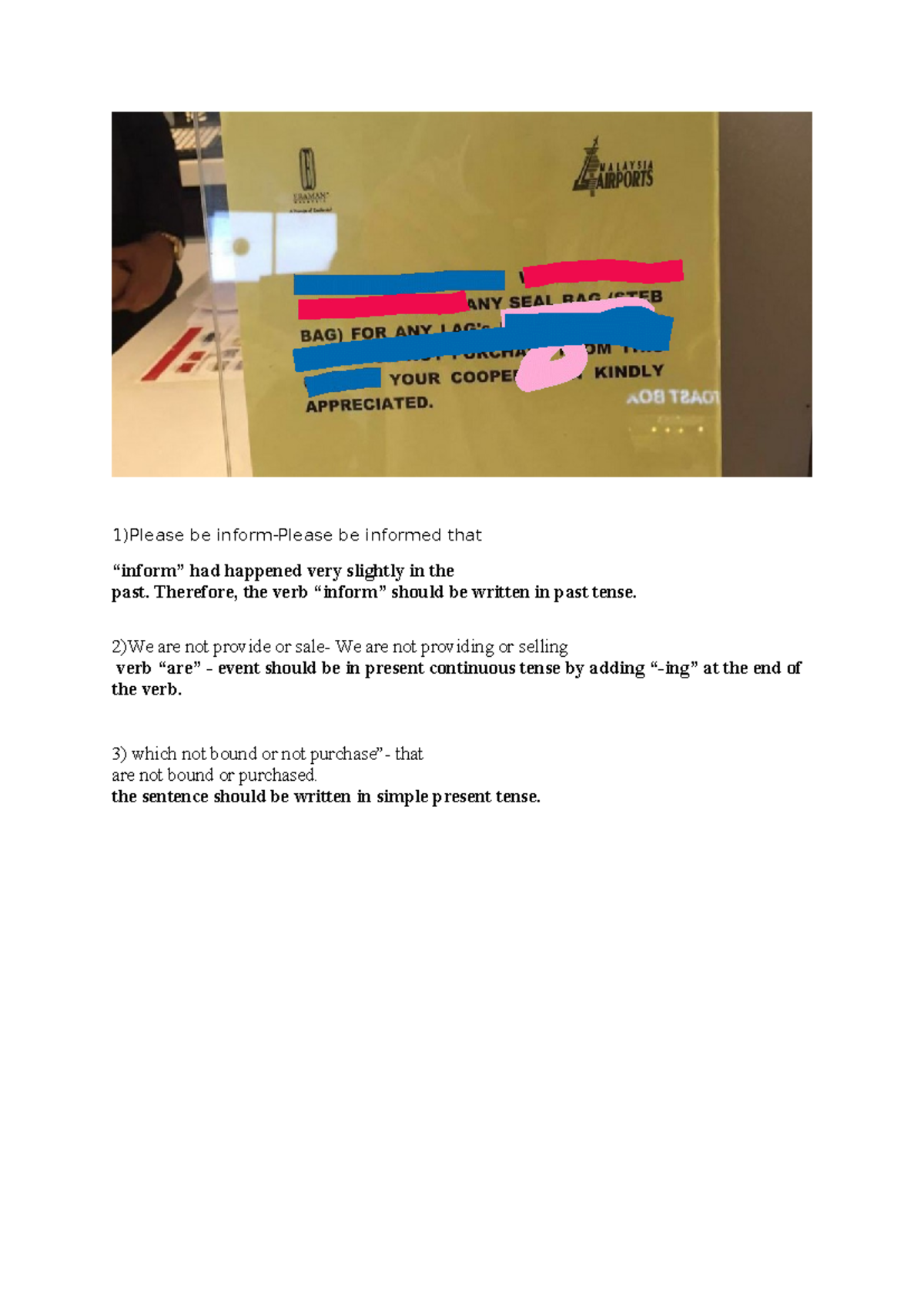 English error - 1)Please be inform-Please be informed that “inform” had ...