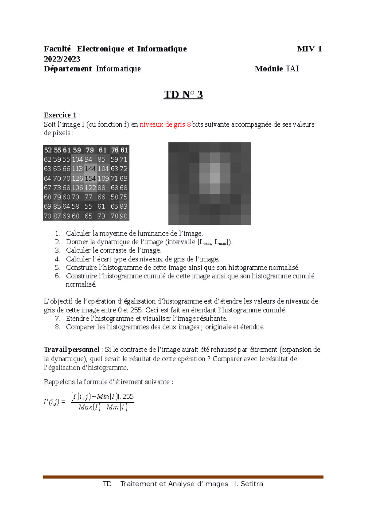 TD3Sol-partie 1 - Pracical 3 - Faculté Electronique et Informatique MIV ...