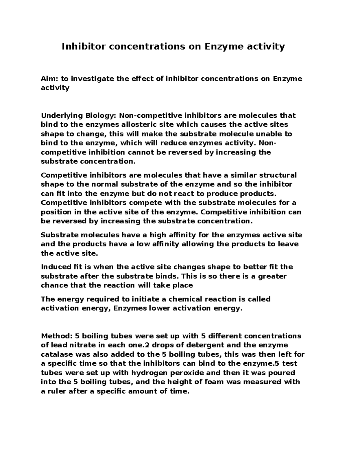 Document 4 - opijhujglhfktdfulgh - Inhibitor concentrations on Enzyme ...