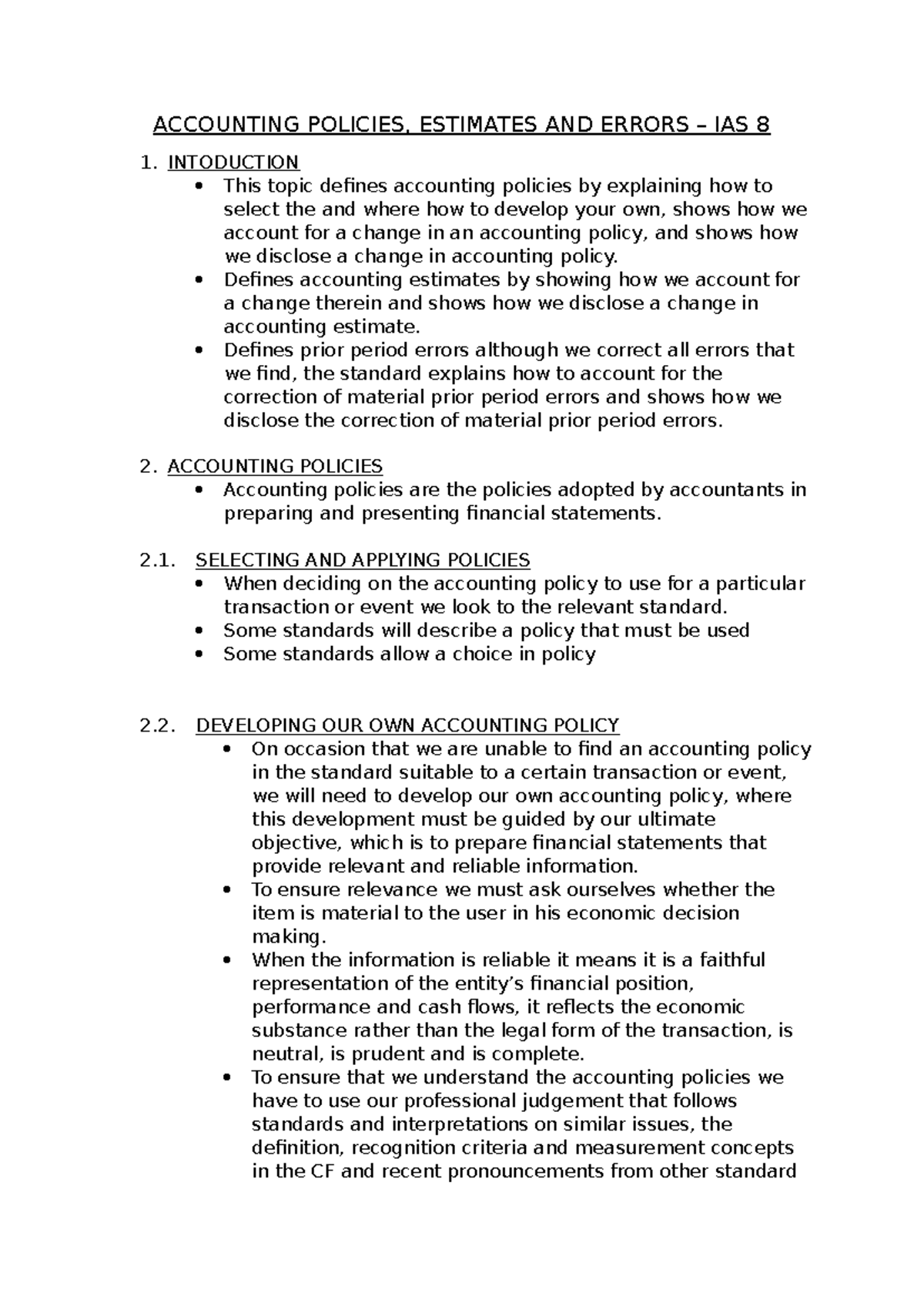 Accounting Policies - ACCOUNTING POLICIES, ESTIMATES AND ERRORS – IAS 8 ...