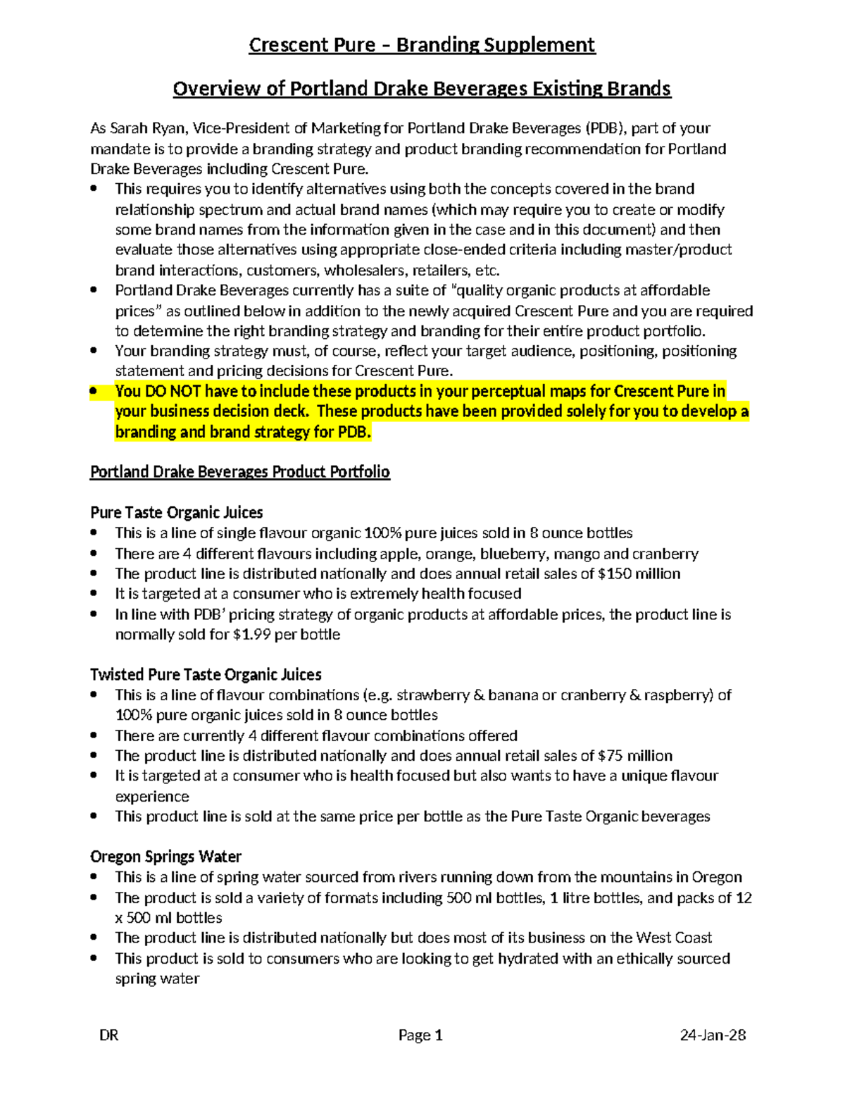 2022 03 12 Crescent Pure - Portland Drake Beverages - Overview of ...