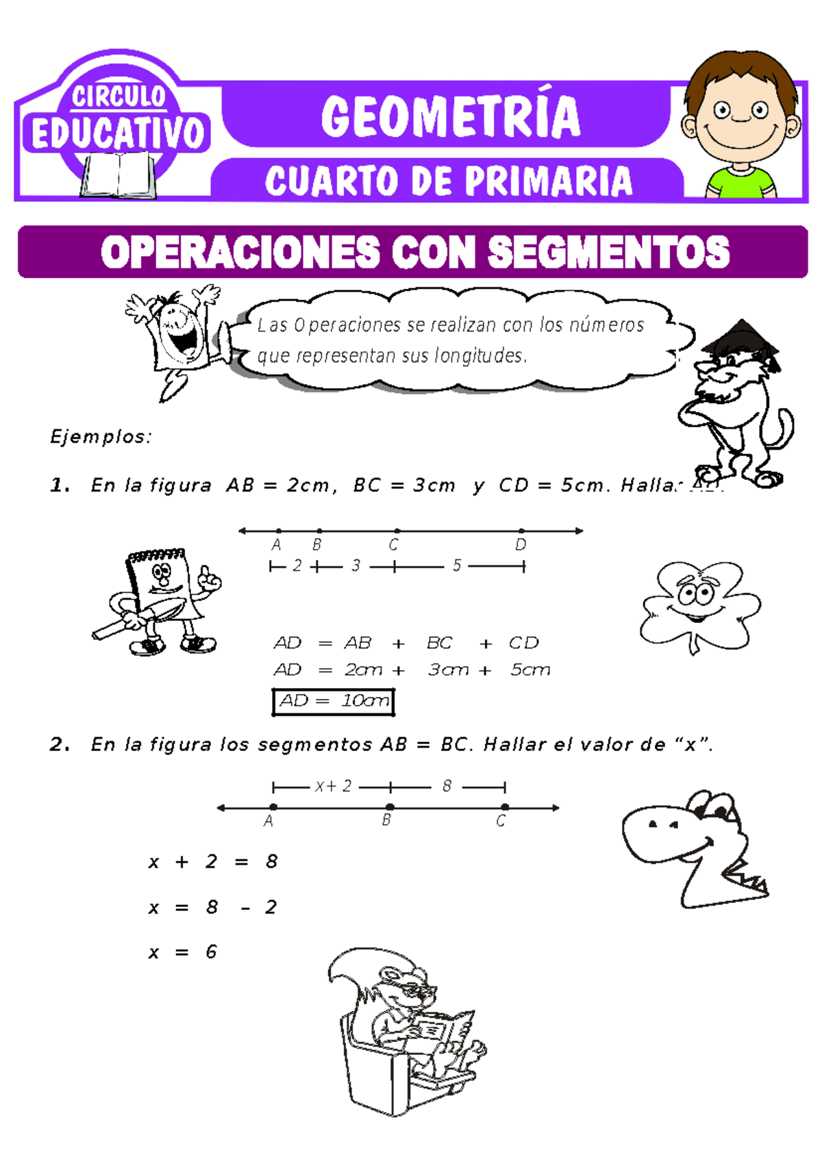 Ejercicios de Operaciones con Segmentos para Cuarto de Primaria - L a s ...