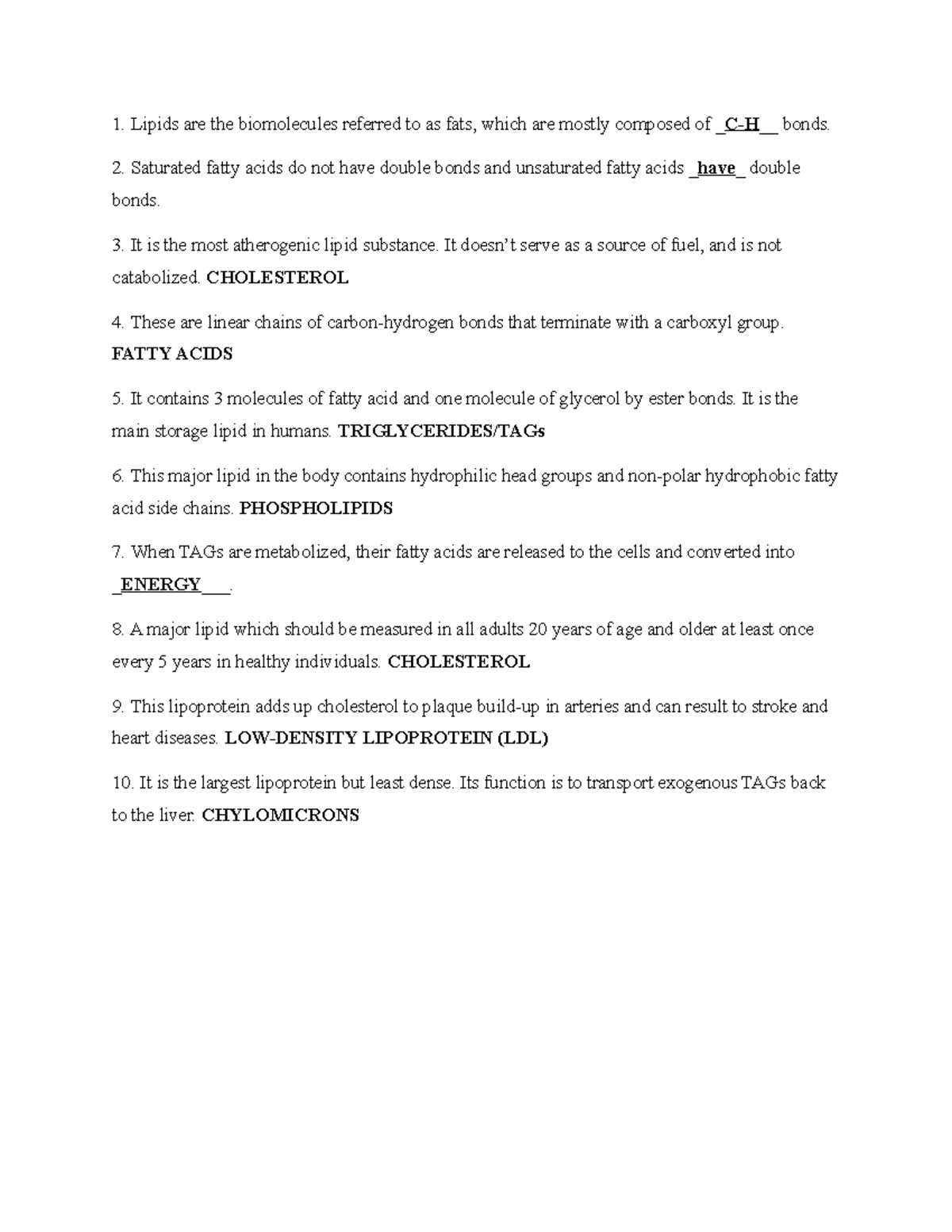 CHEM3 - QUIZ 2 Lipids - lipid, any of a diverse group of organic ...