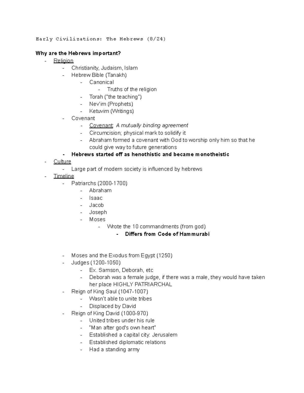 Early Civilizations The Hebrews Assyrians (8 24) - Early Civilizations ...