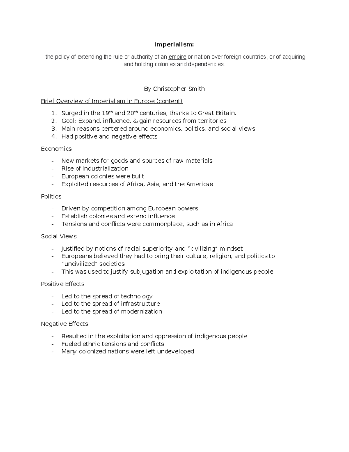 -Isms project - Isms - Imperialism: the policy of extending the rule or ...