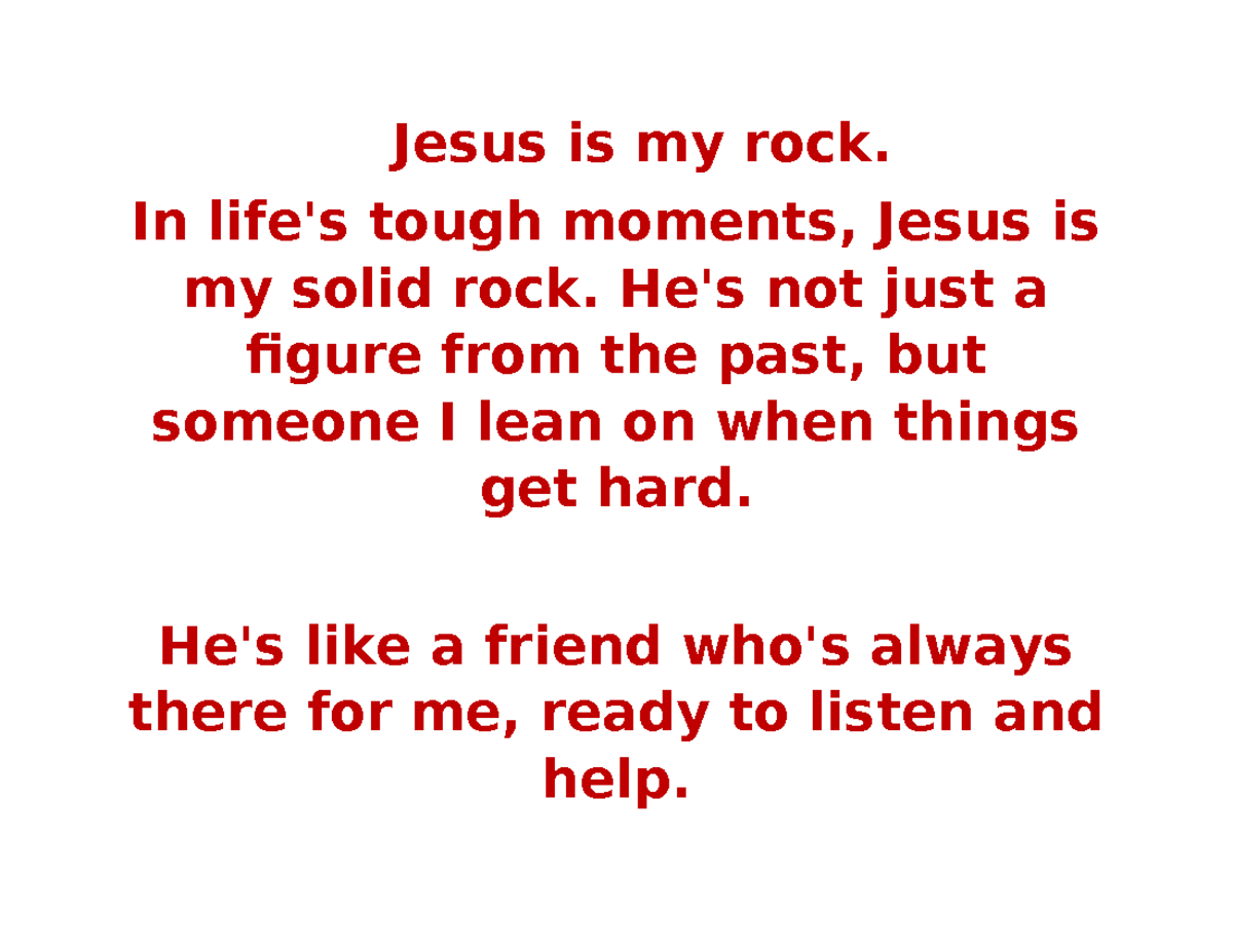 Theoed - wqrty - Jesus is my rock. In life's tough moments, Jesus is my ...