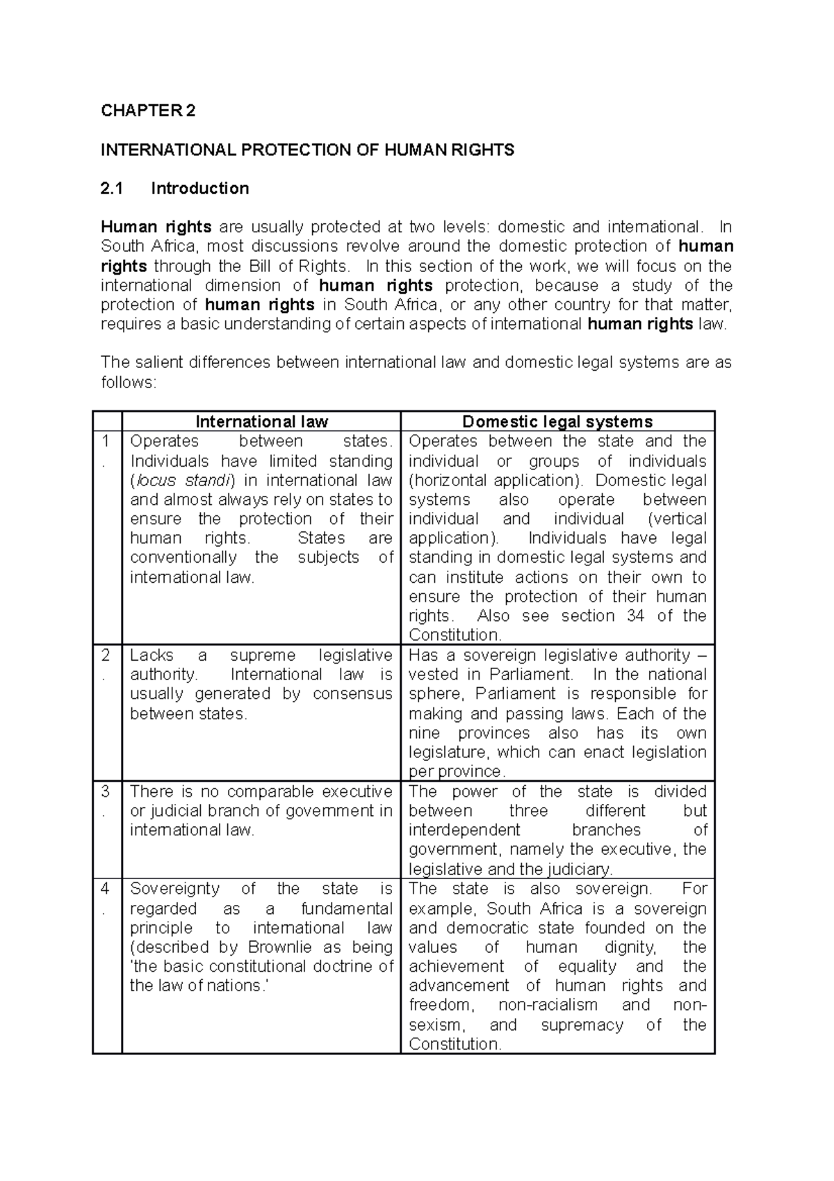 Chapter 2 - Moodley - CHAPTER 2 INTERNATIONAL PROTECTION OF HUMAN ...