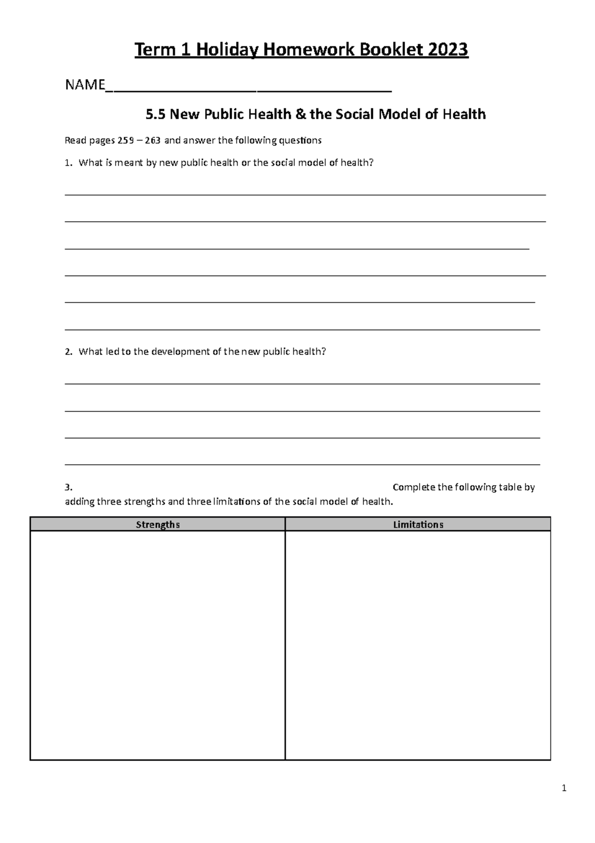 Term 1 Holiday Homework Booklet 2023 - Term 1 Holiday Homework Booklet ...