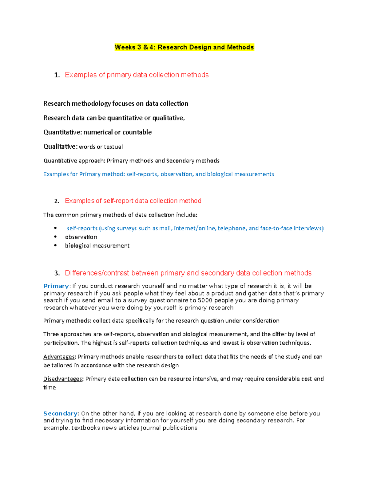 Weeks 3 and 4 Research Design and Methods - Weeks 3 & 4: Research ...