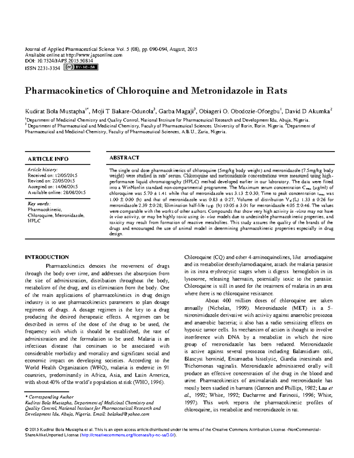 1583 pdf - baltimore system related scientific article - © 2015 Kudirat ...