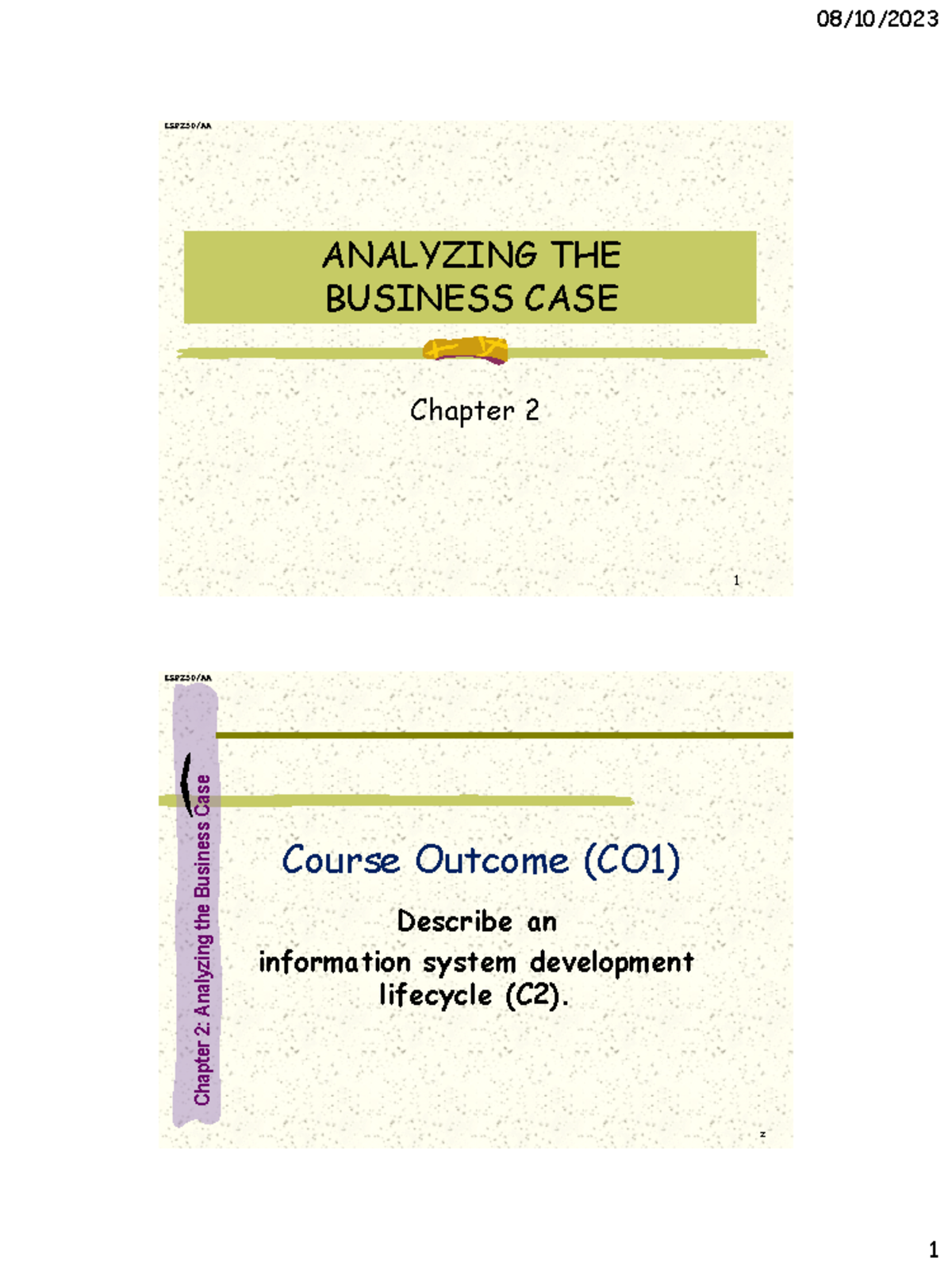 SAD-chap2-aa (new update Oct23) - 1 ANALYZING THE BUSINESS CASE Chapter ...