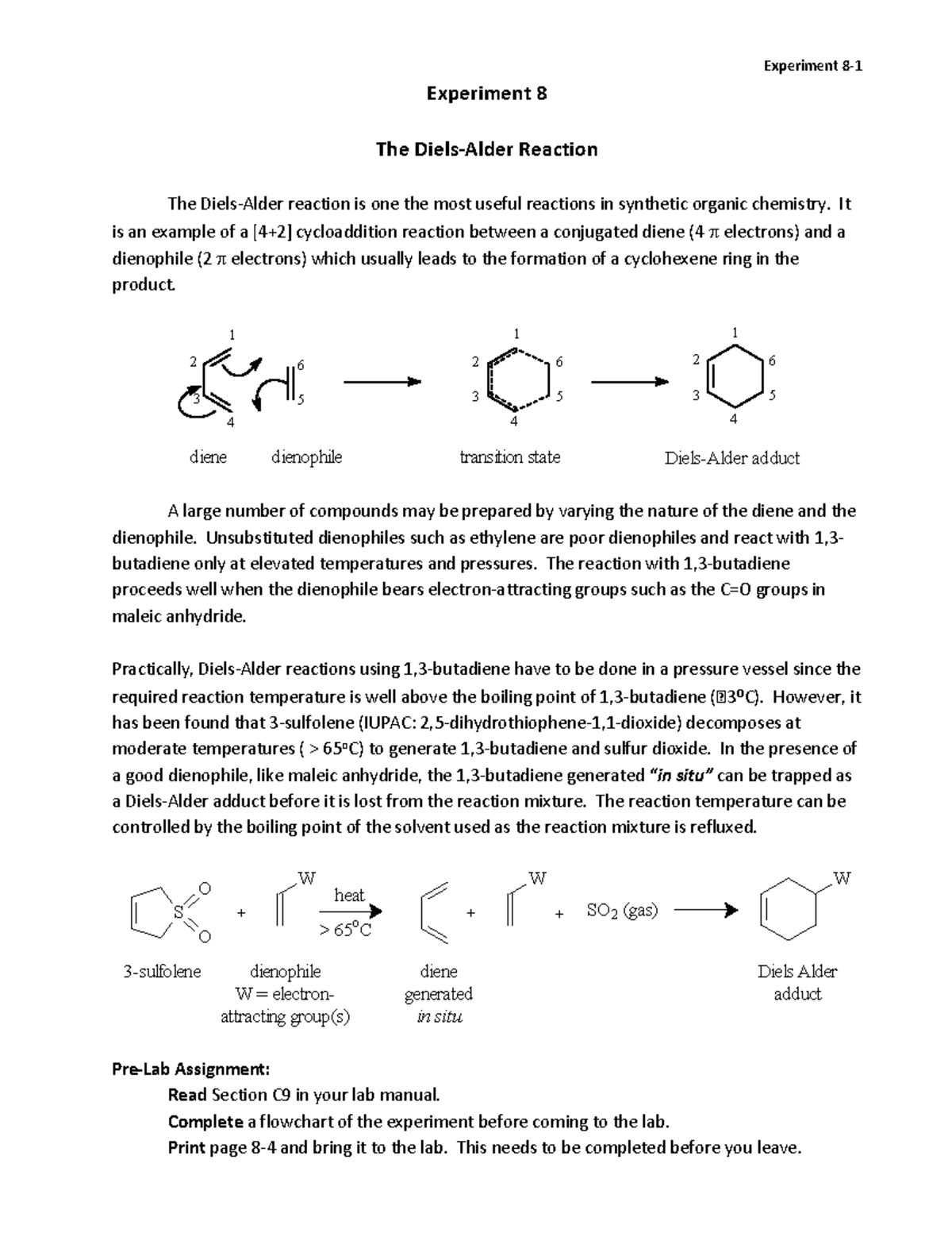 Diels Alder Reaction Experiment - Experiment 8 The Diels-Alder Reaction ...