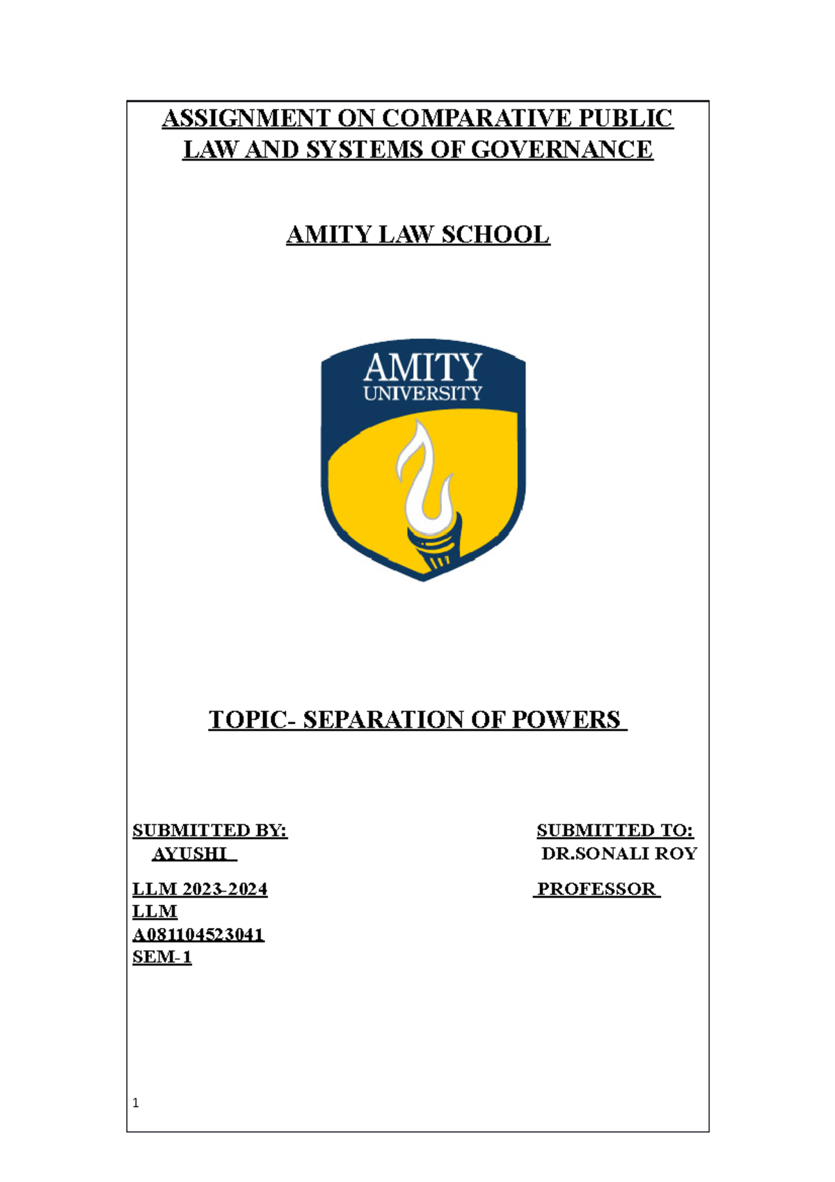 Assignment ON comparative Public Law - ASSIGNMENT ON COMPARATIVE PUBLIC ...