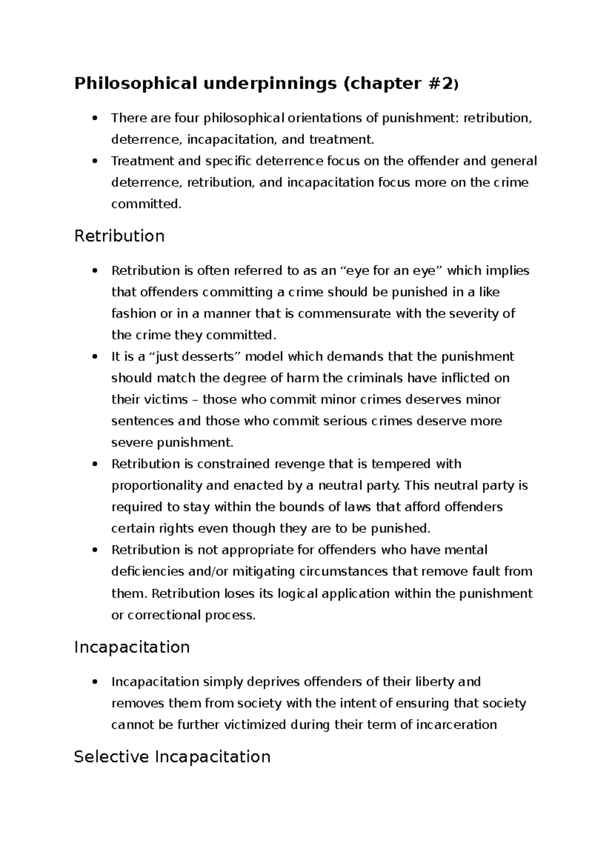 Chapter #2- Ideological and theoretical underpinnings to sentencing and correctional polociy ...