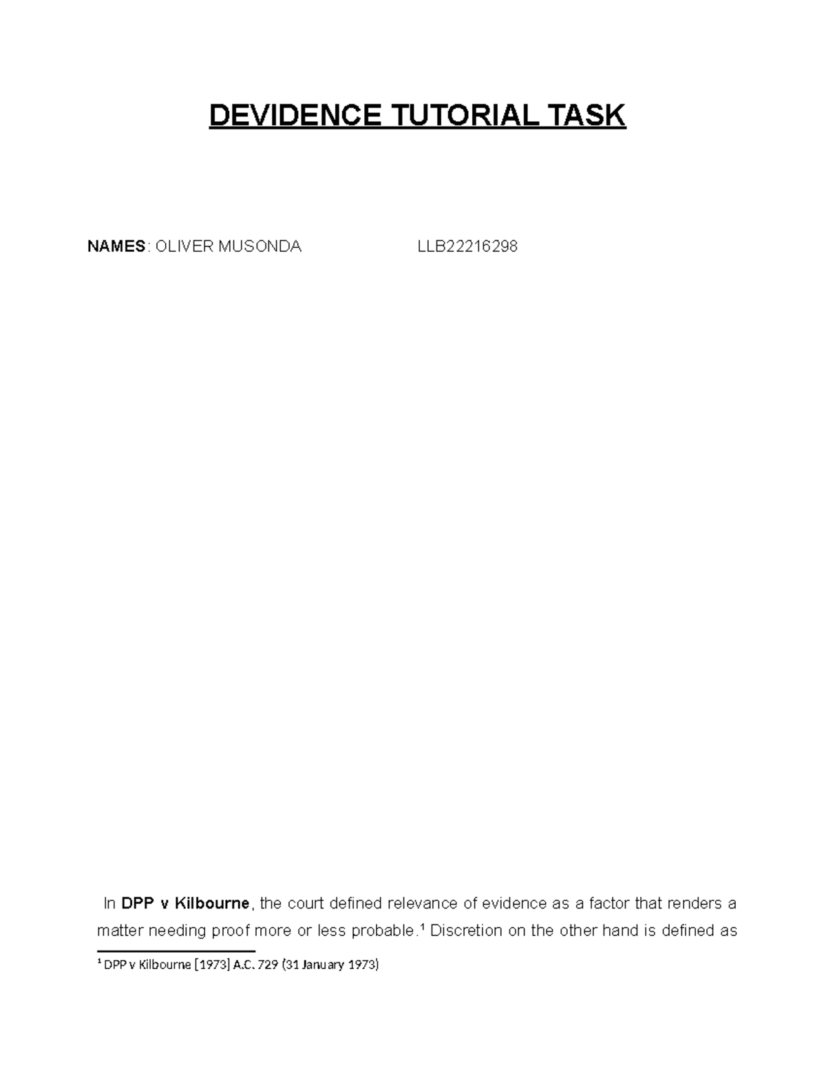 Evidence Assignment 2 - THIS PIECE OF WRITING WRITING REFLECTS SOME OF ...