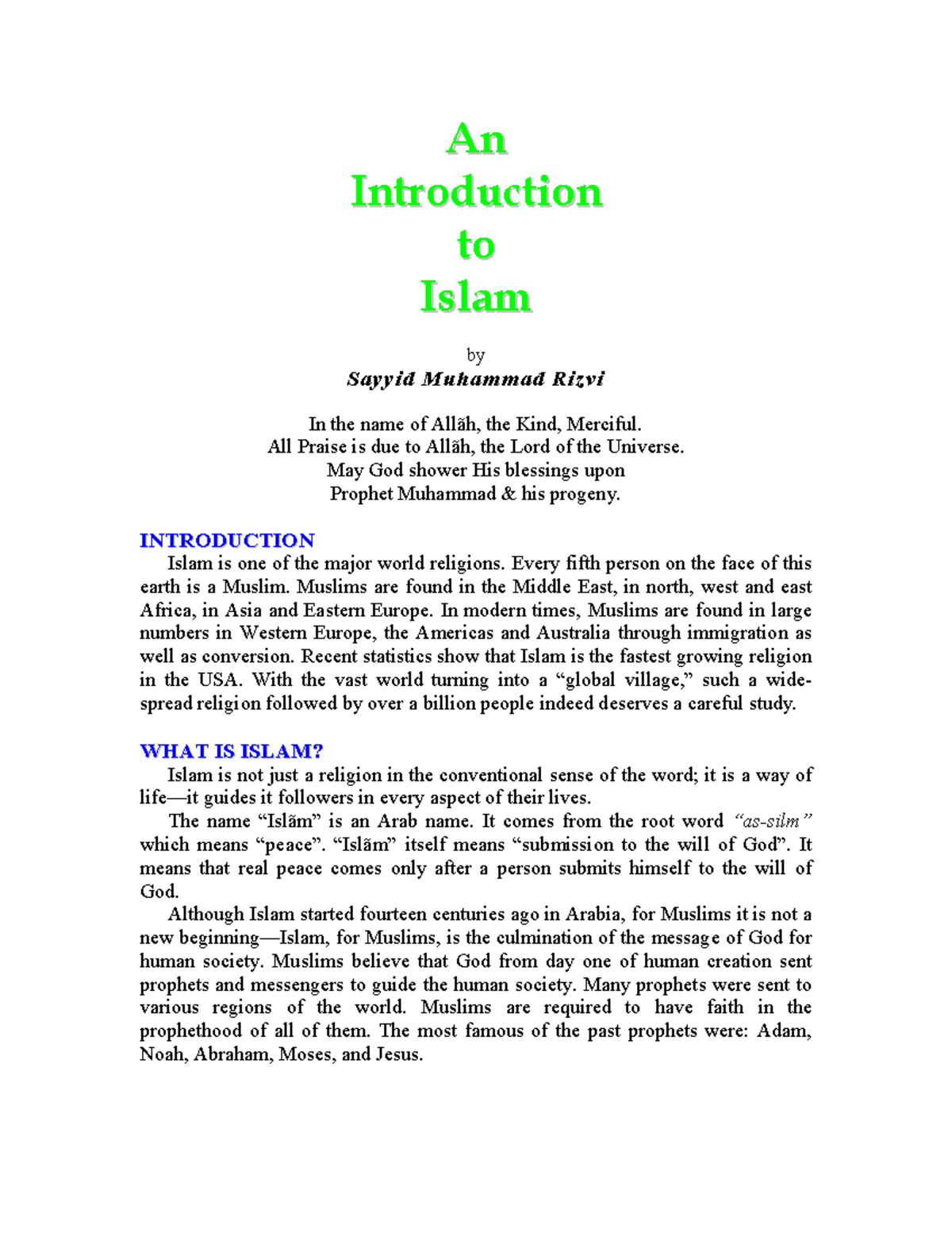 An Introduction to Islam - - Studocu