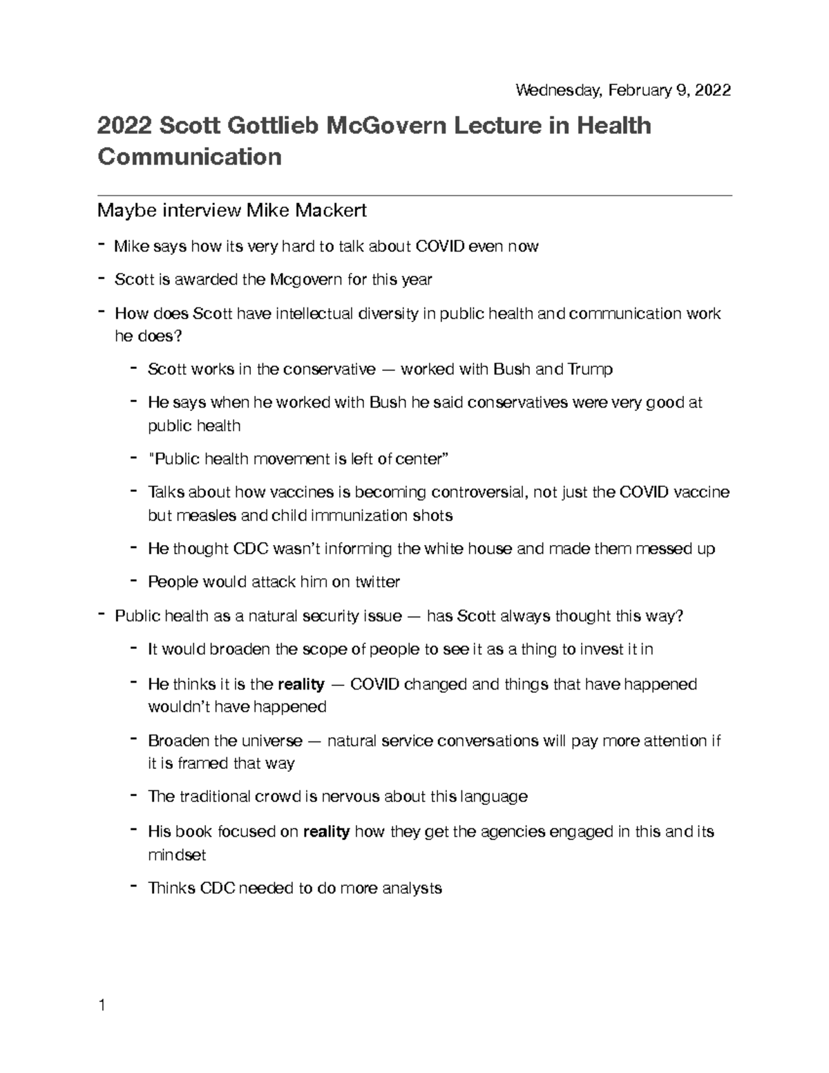 2022 Mc Govern Lecture in Health Communication - 2022 Scott Gottlieb ...