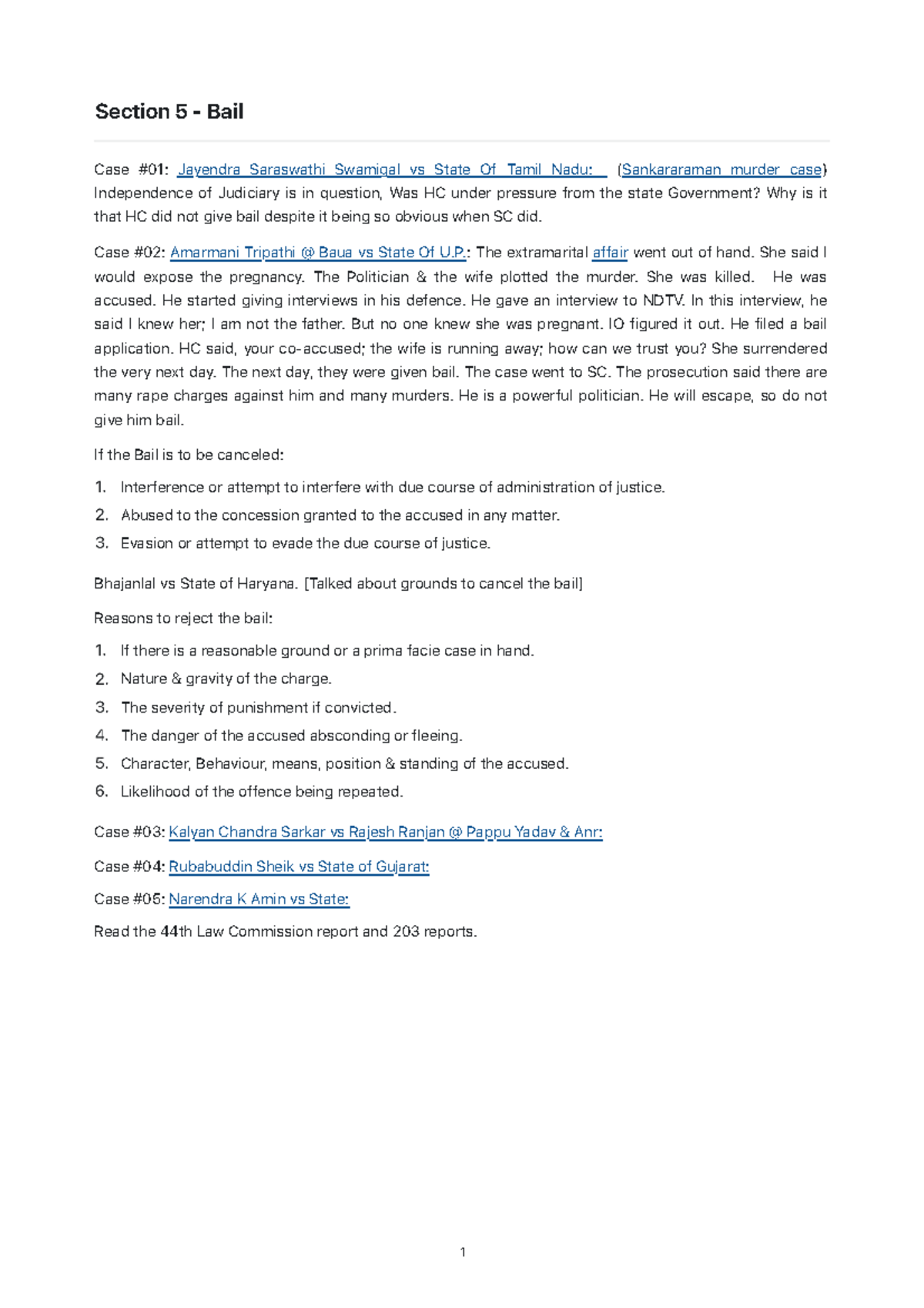 Section 5 - Bail - Bail - Section 5 - Bail Case #01: Jayendra ...