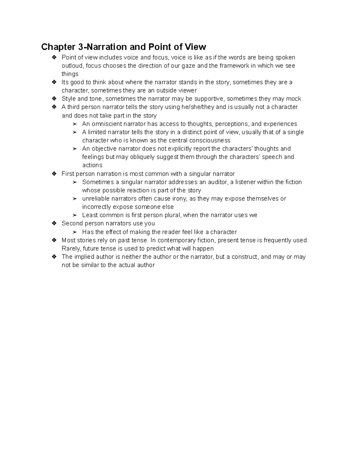 Engl lesson 7 - Chapter 3-Narration and Point of View Point of view ...