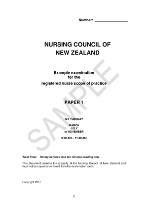 State Exam sample Registered Nurse 2022 - Number ...
