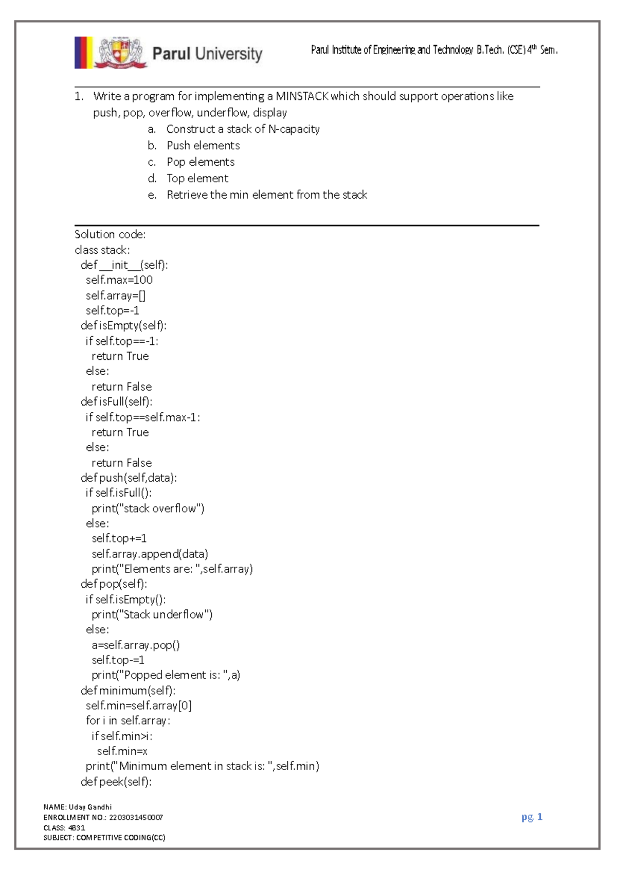 Lab Manual CC - nothing - pg. 1 Parul Institute of Engineering and ...