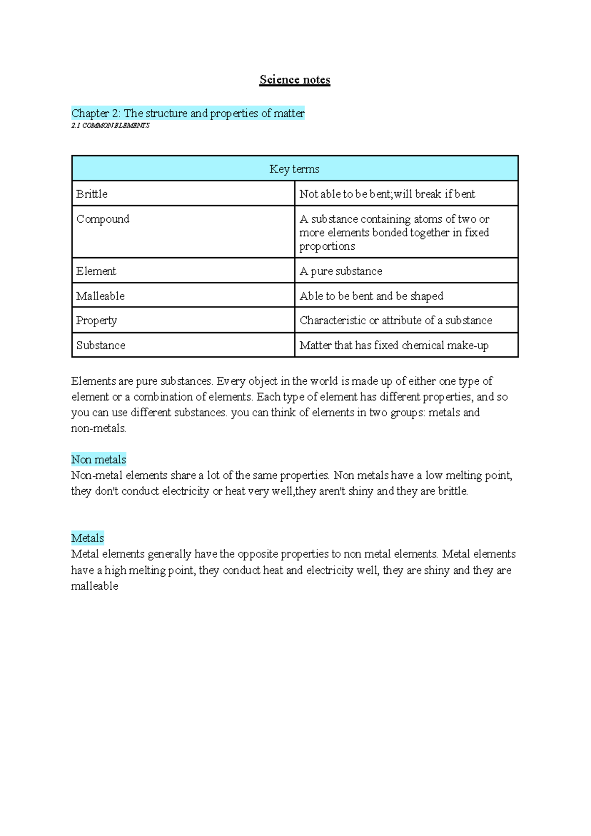 Science notes - yearly exams - Google Docs - Science notes Chapter 2 ...