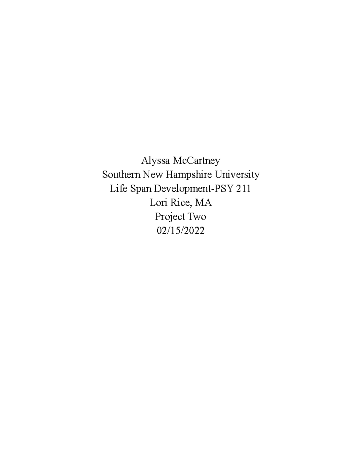 Project Two-Final project for class - Alyssa McCartney Southern New ...