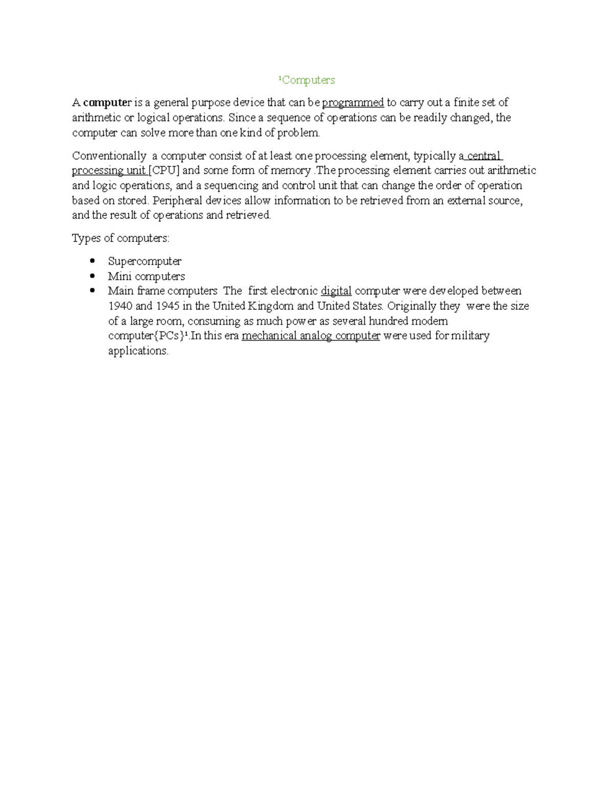Computers 12 - revision - ¹Computers A computer is a general purpose ...