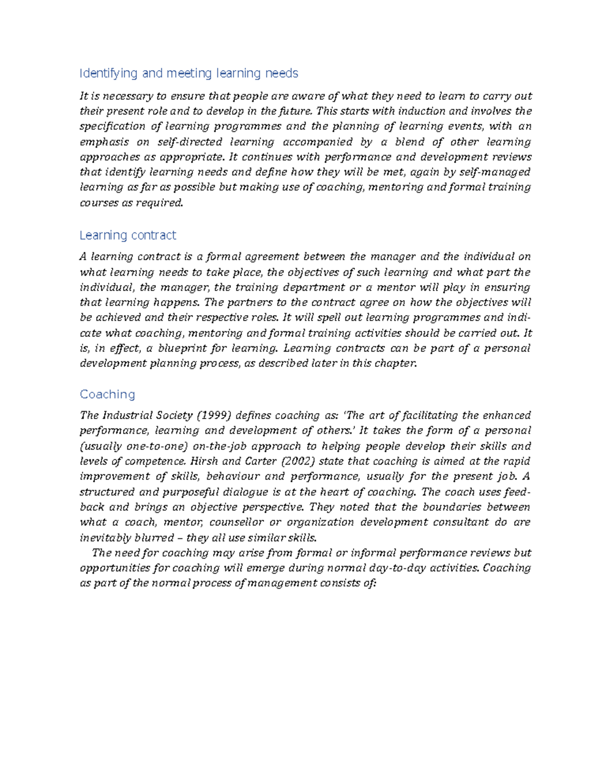Identifying and meeting learning needs - This starts with induction and ...