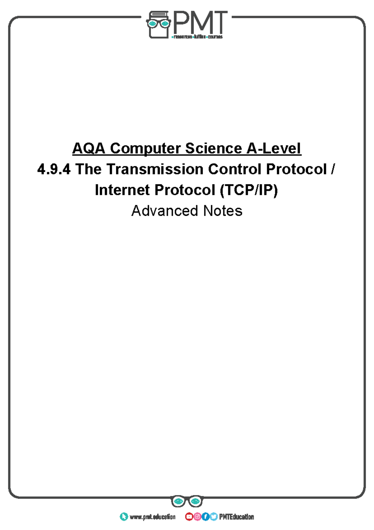 9.4. The Transmission Control Protocol - Internet Protocol (TCP IP) - Advanced - AQA Computer ...