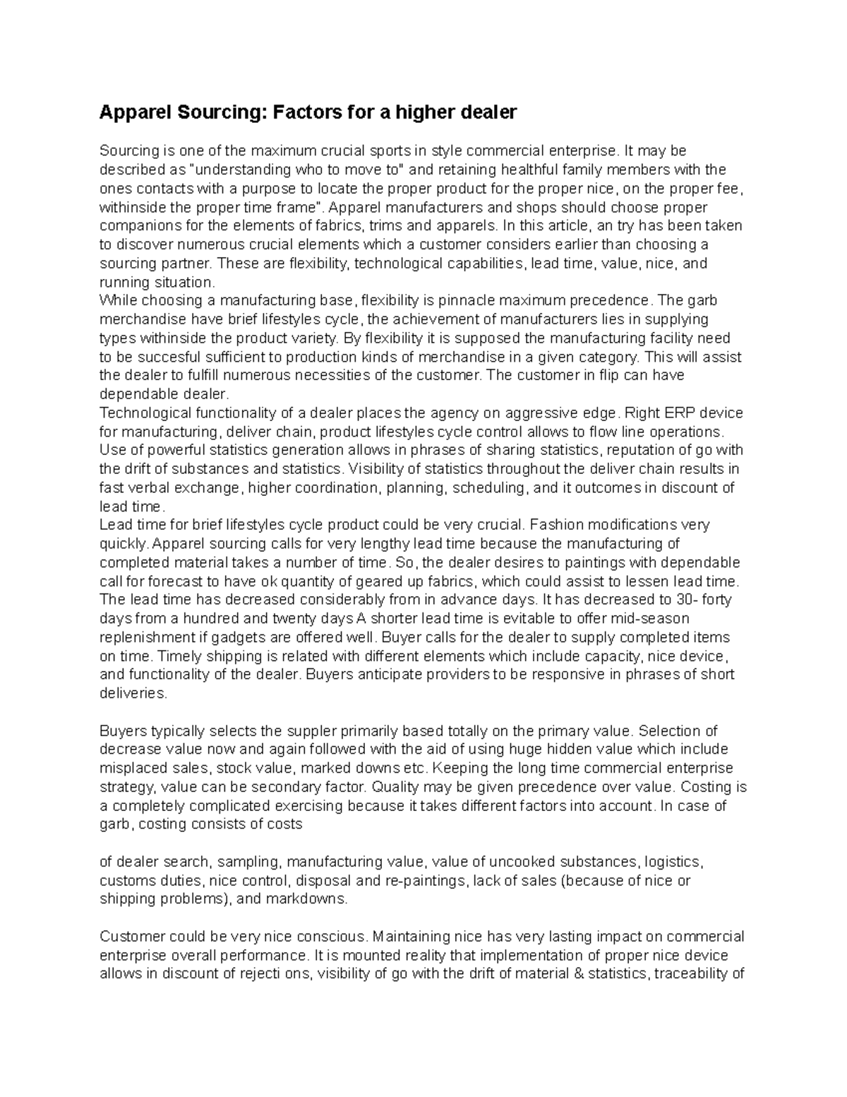 Apparel Sourcing Factors for a higher dealer - Apparel Sourcing ... Apparel Sourcing Factors for a higher dealer - Apparel Sourcing ...