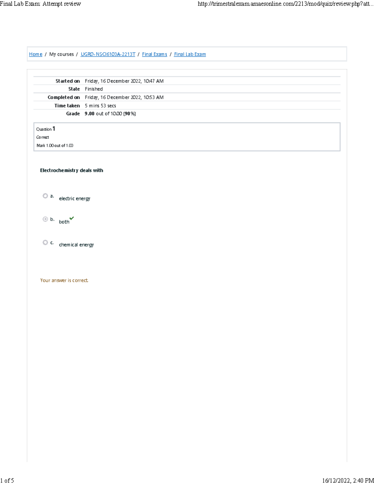Final Lab Exam chemistry for engr - Home / My courses / UGRD-NSCI6103A-2213T / Final Exams ...