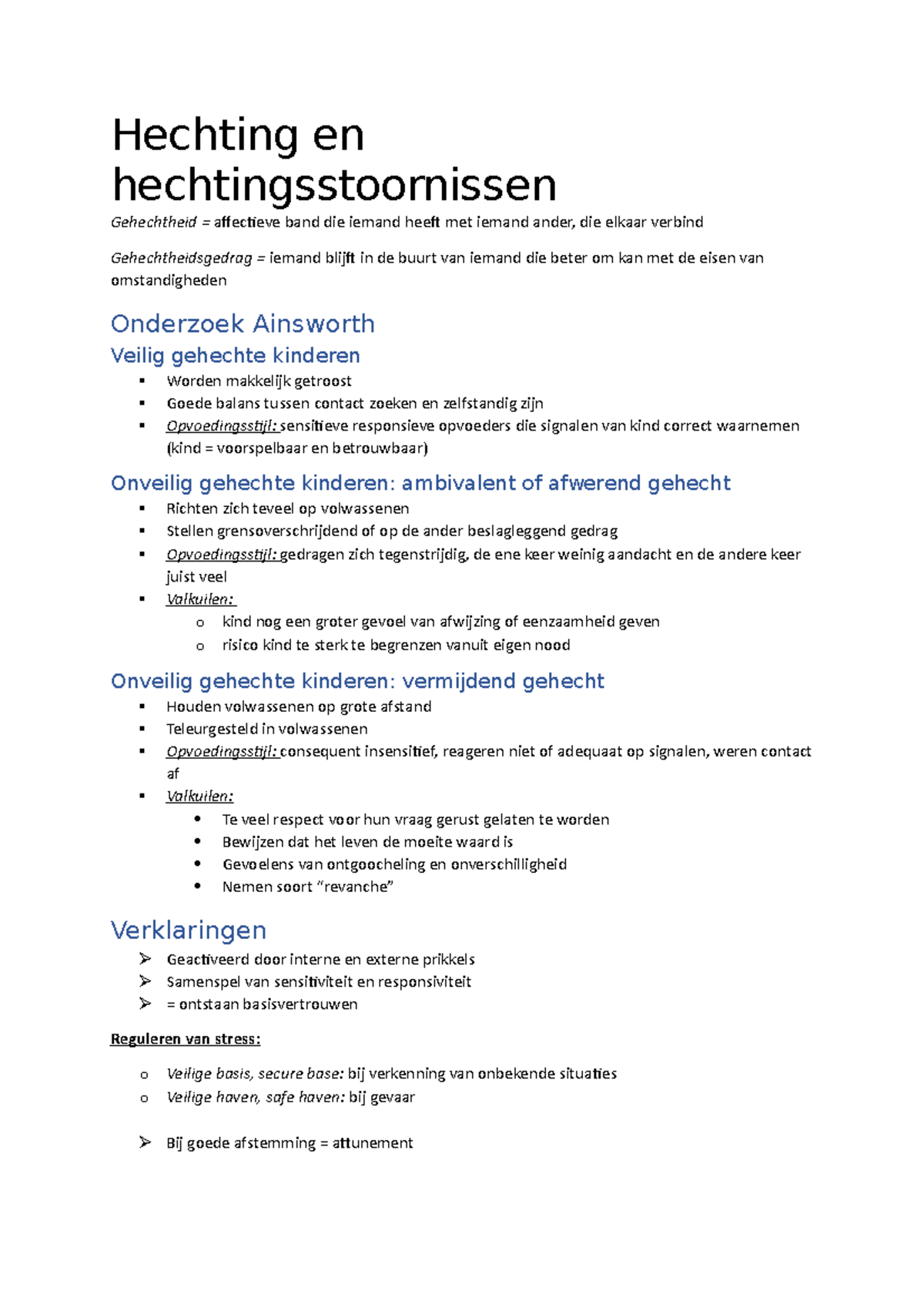 Hechting en hechtingsstoornissen - Hechting en hechtingsstoornissen ...