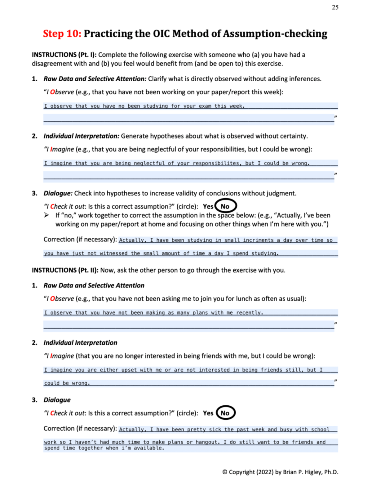 Step 10 - Step 10 - 25 Step 10: Practicing the OIC Method of ...