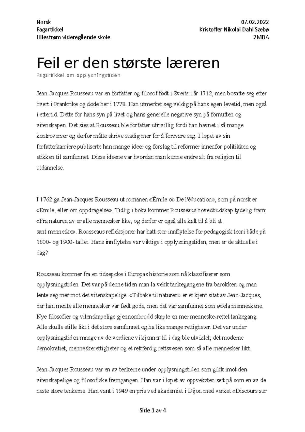 Fagartikkel i norsk - Fagartikkel Kristoffer Nikolai Dahl Sæbø ...