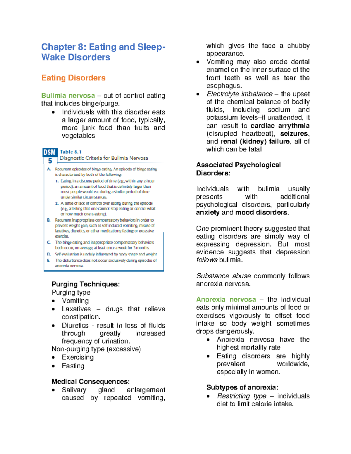 Eating and Sleep-Wake Disorders - Chapter 8: Eating and Sleep- Wake ...
