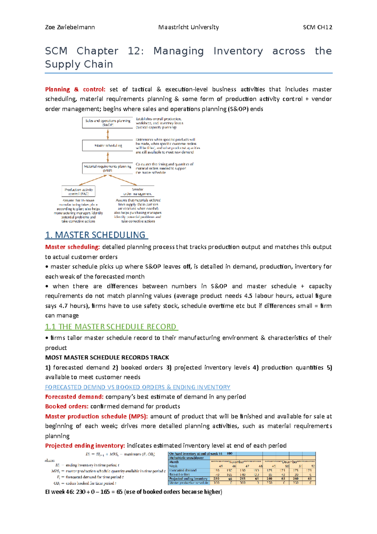 SCM Chapter 12 - Mitschrift zu Kapitel .. - SCM Chapter 12: Managing Inventory across the Supply ...