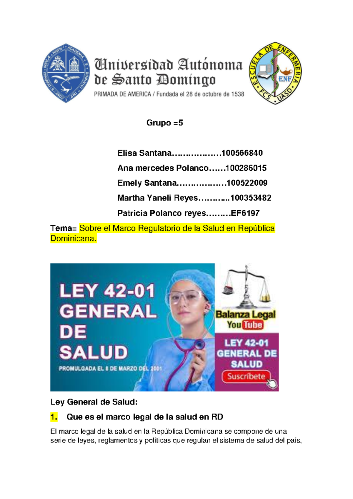 Grupo 5 - Muy bueno - Grupo = Elisa Santana.................. Ana ...