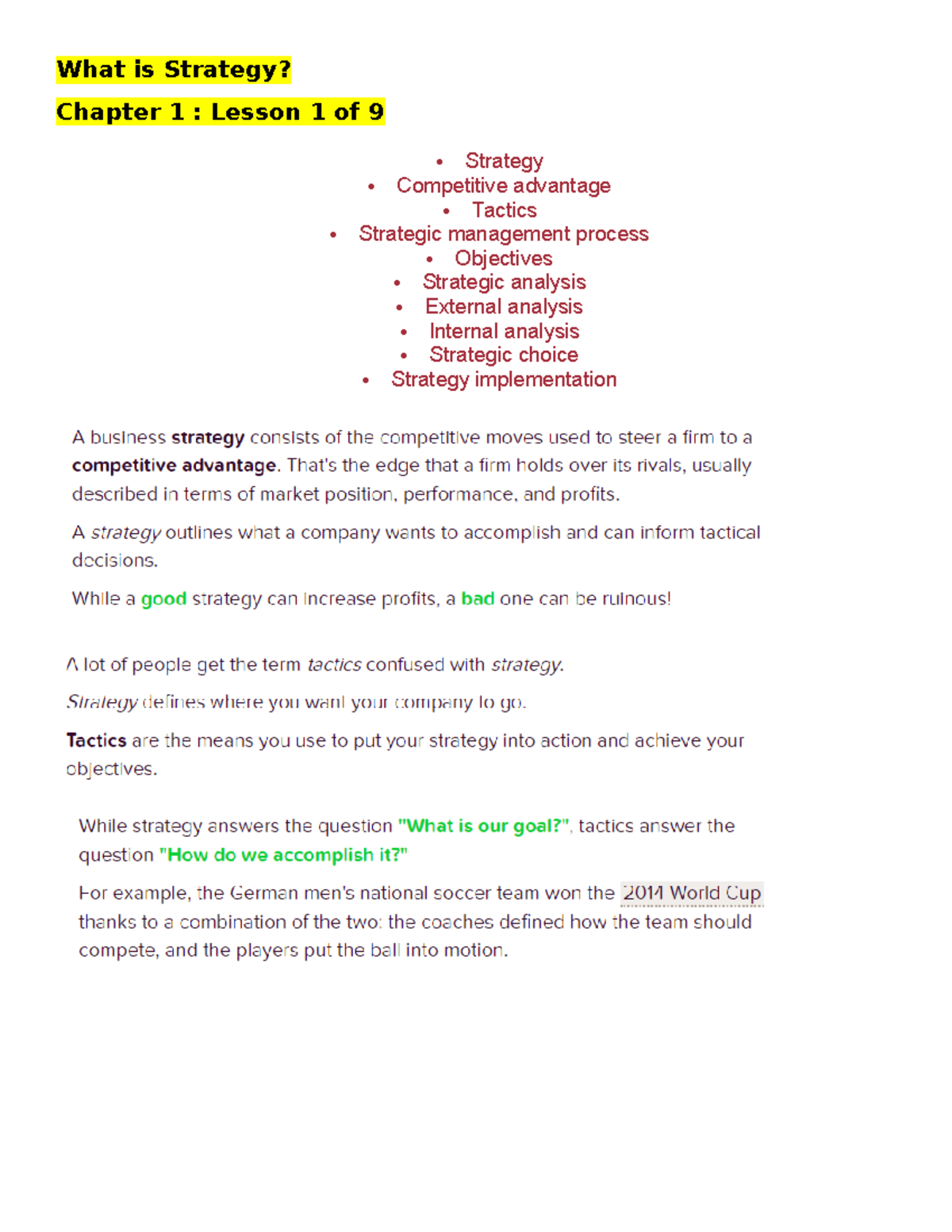 Strategy 1 Business-Level Strategy - What is Strategy? Chapter 1 ...