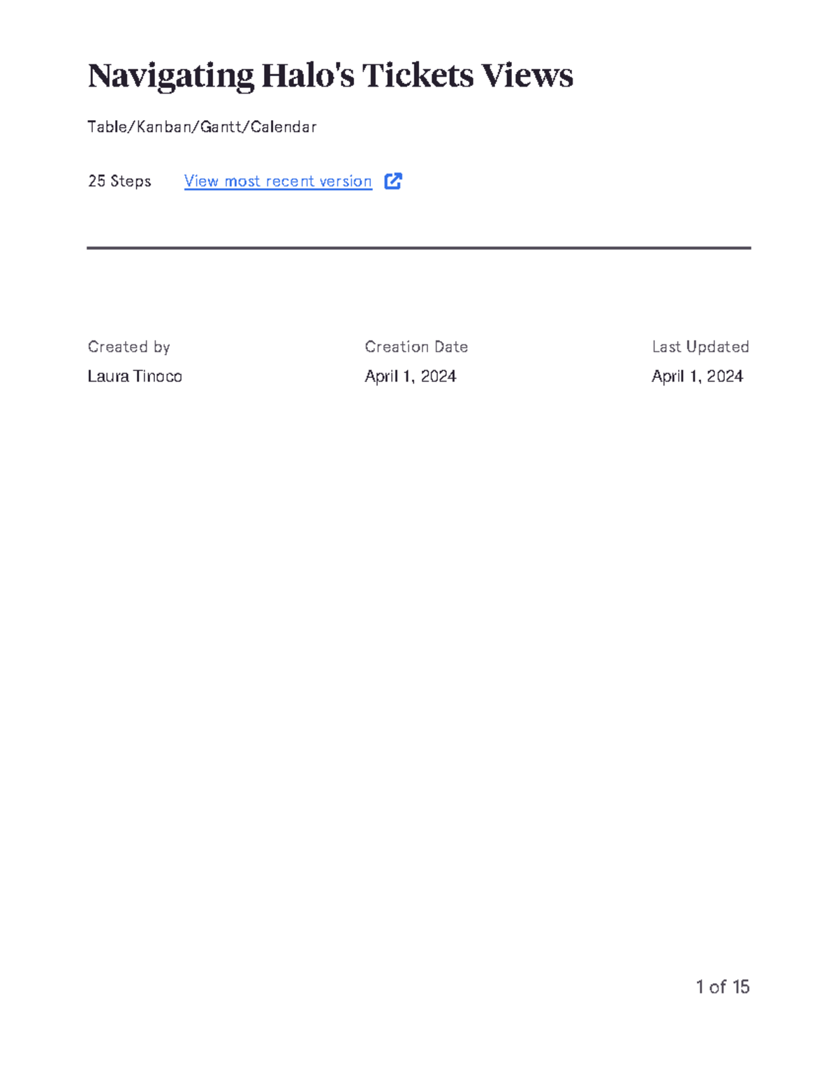 Navigating Halo's Tickets Views - Navigating Halo's Tickets Views Table ...