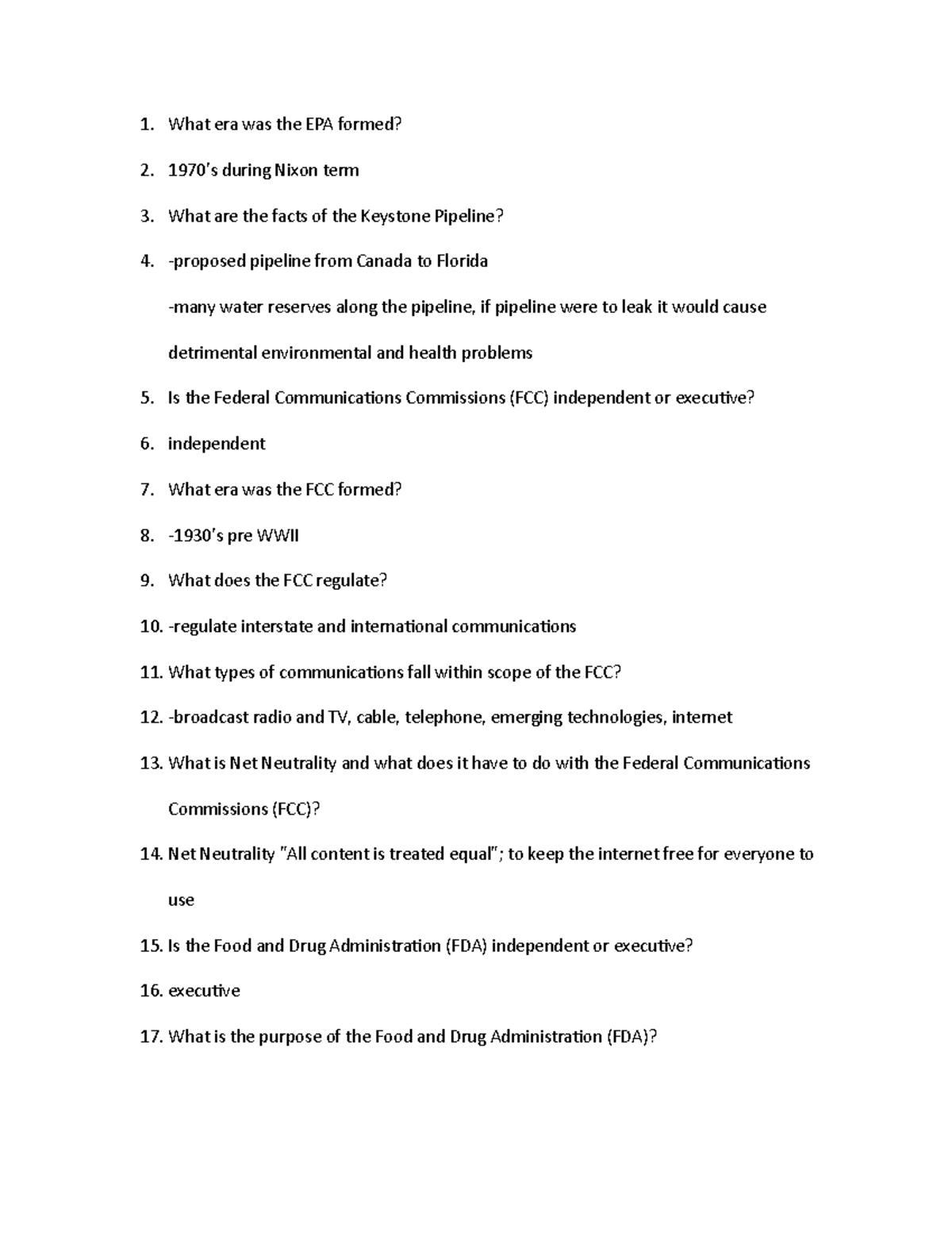 Busmgt 401 4 - notes - What era was the EPA formed? 1970's during Nixon ...