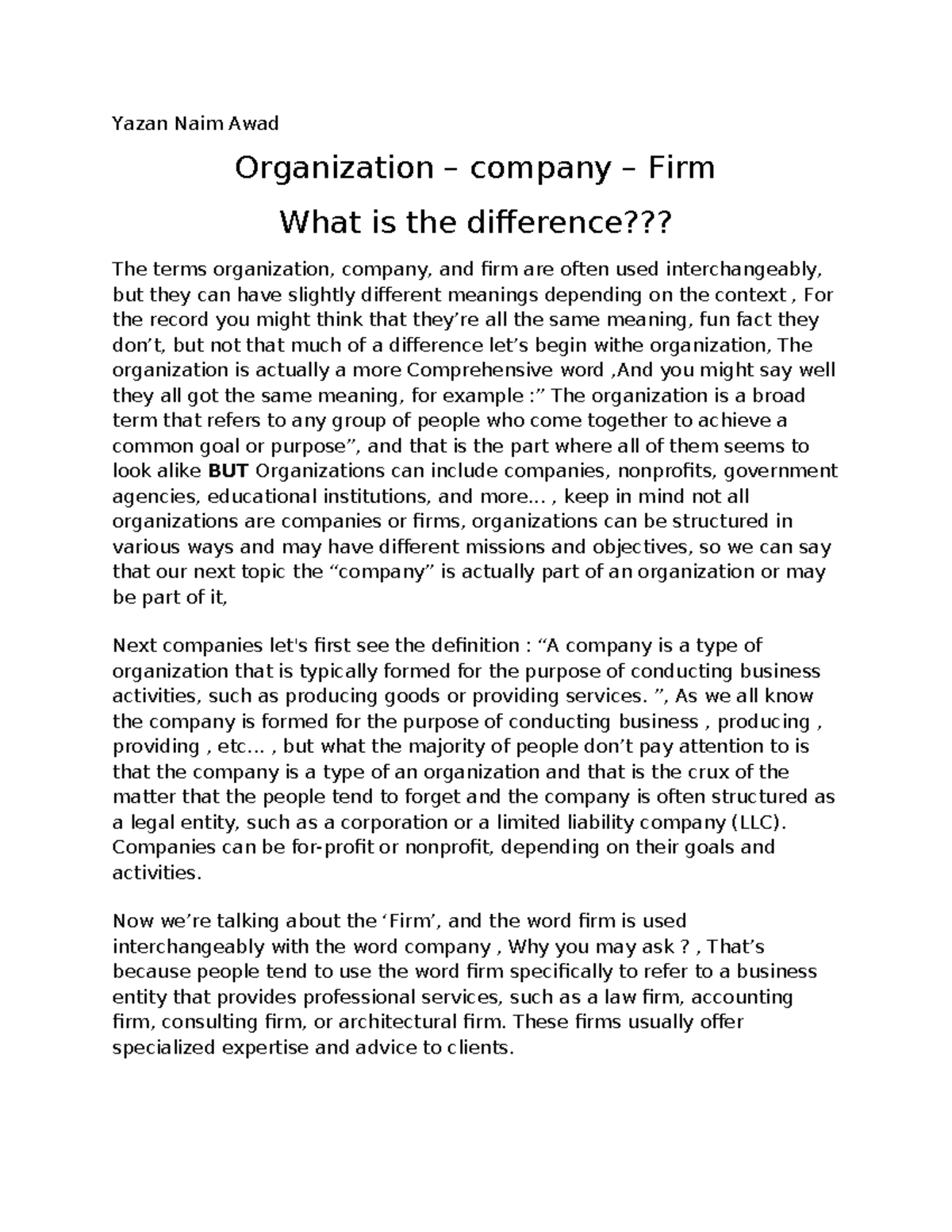 H 1 IT introduction - comaration - Yazan Naim Awad Organization ...