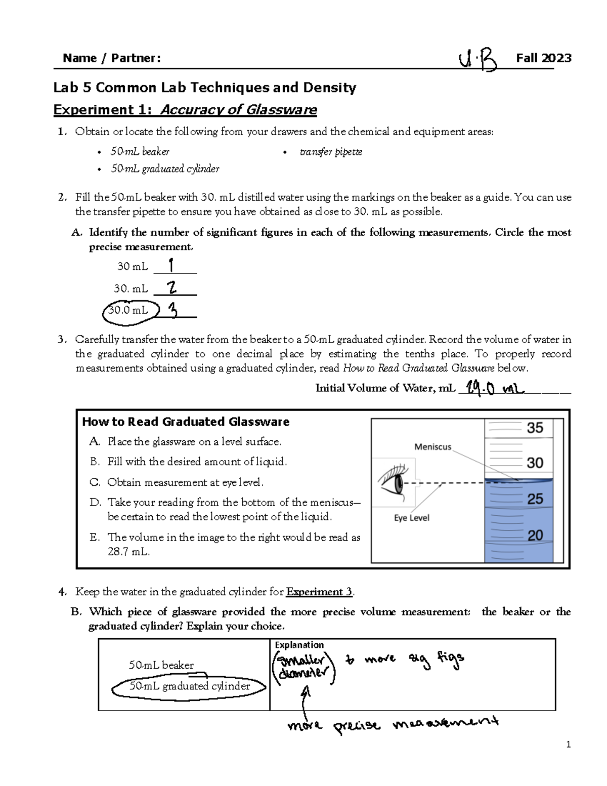 Lab05-density-23 - Lab - Name / Partner: Fall 2023 Lab 5 Common Lab ...