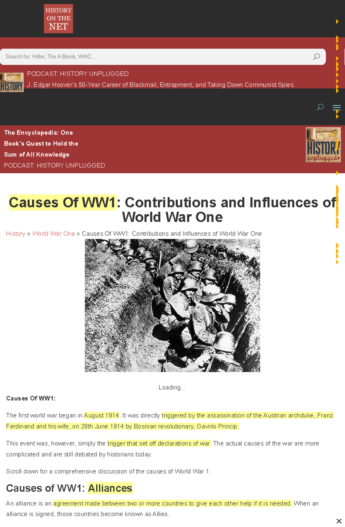 History on the Net, 2024, Causes Of WW1- Contributions and Influences ...