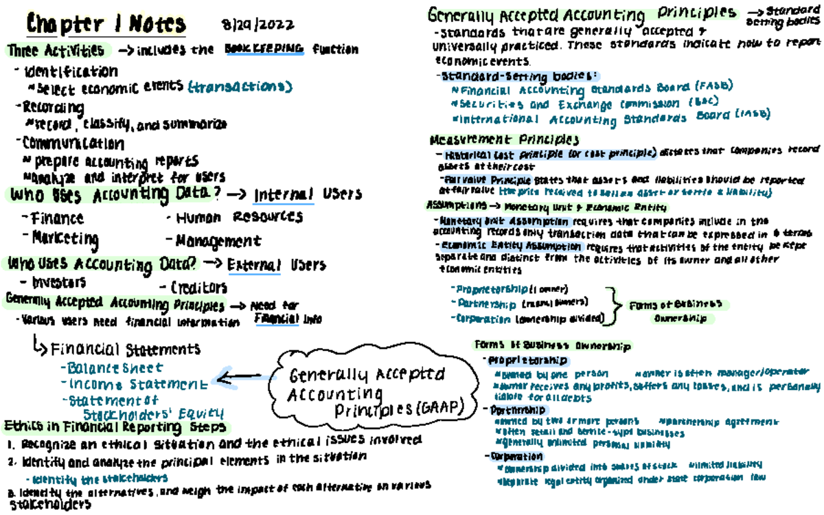 Chapter 1 Notes - Generally Accepted Accounting Principles ³ standard ...