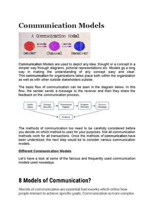 Communication Models - for assignment - Communication Models Article ...