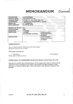 BSC N6 Module 1 - Past papers and memos and notes - Studocu