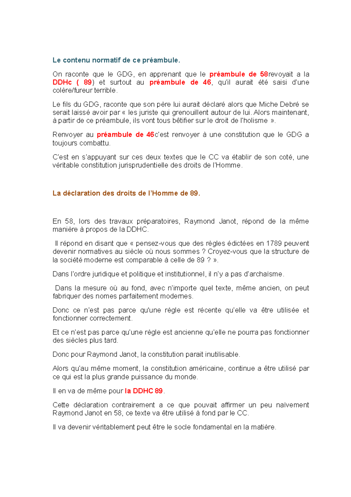 Le contenu normatif de ce préambule - On raconte que le GDG, en ...