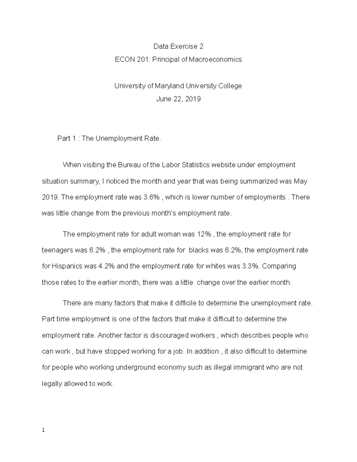 ECO 201 Data Exercise 2 - ECON 201 - Data Exercise 2 ECON 201: Principal of Macroeconomics - Studocu