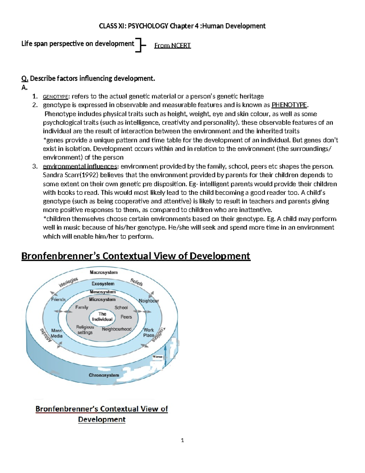 Ch 4 Human Development - CLASS XI: PSYCHOLOGY Chapter 4 :Human ...
